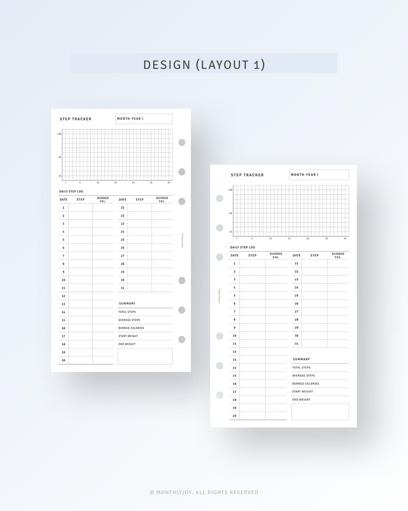Walking Log Journal Printable Personal Size Inserts Step Log - Etsy