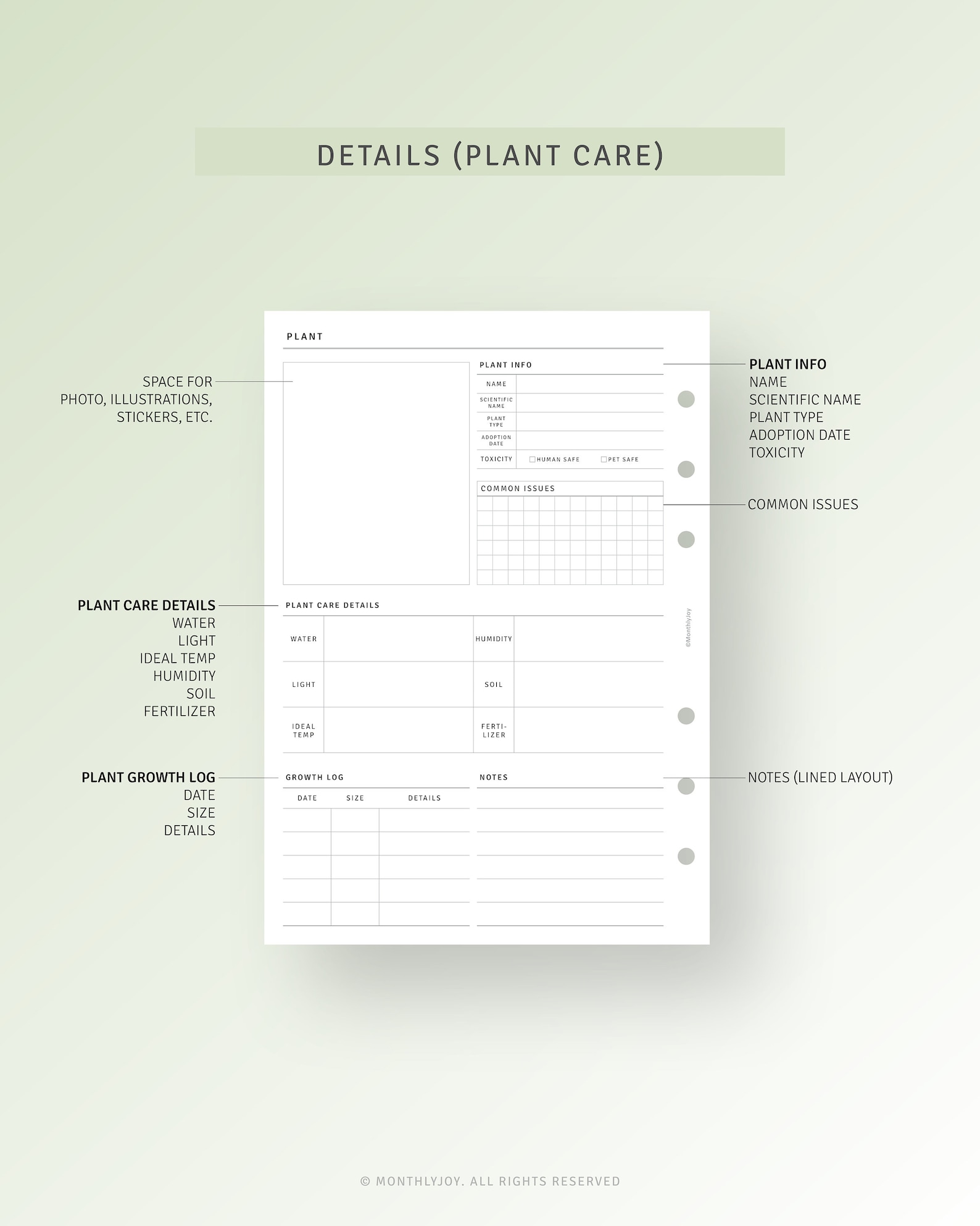 Plant Planner Printable Personal Wide, Houseplant Planner Garden ...