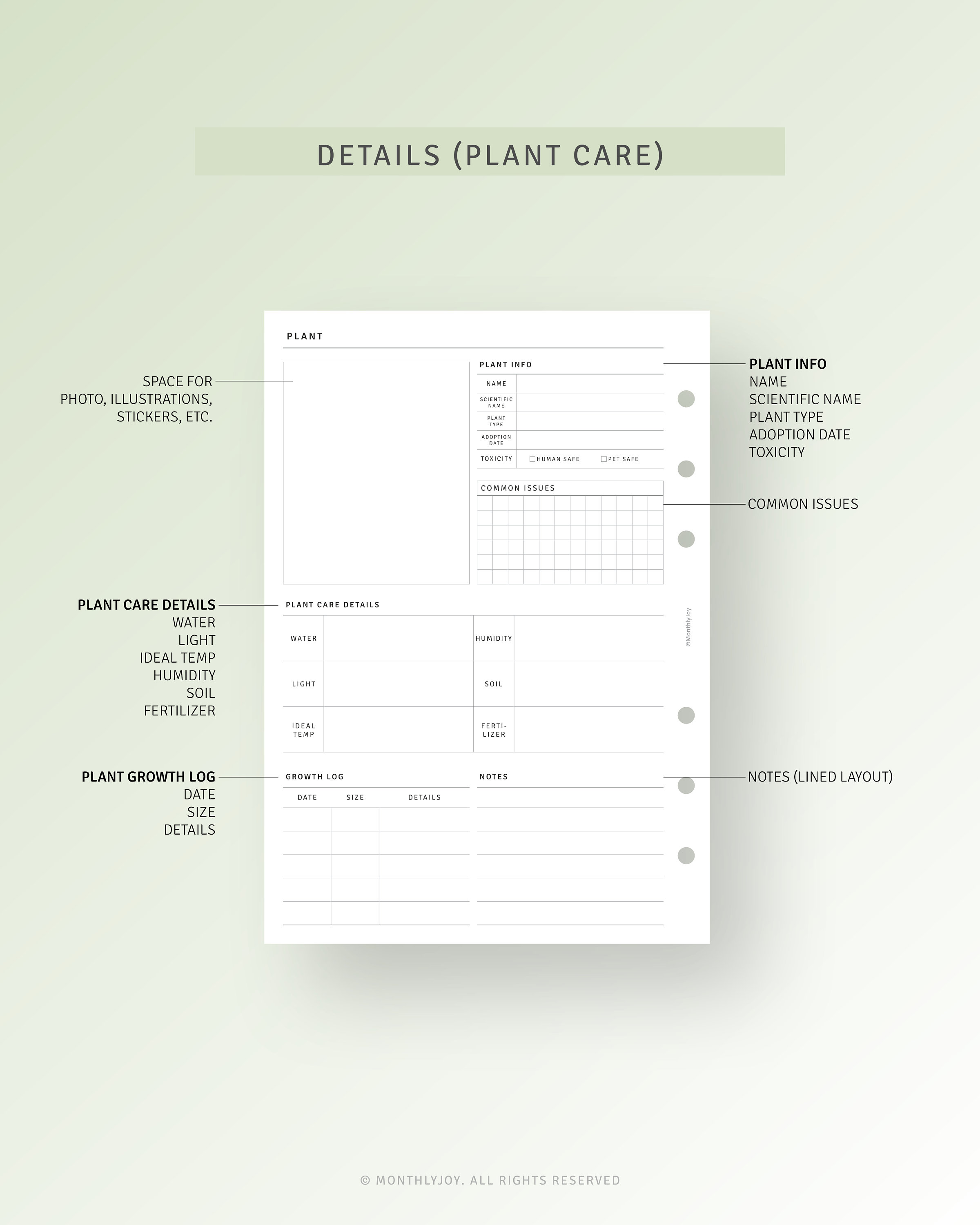Plant Planner Printable Personal Wide, Garden Journal Diary, Houseplant ...