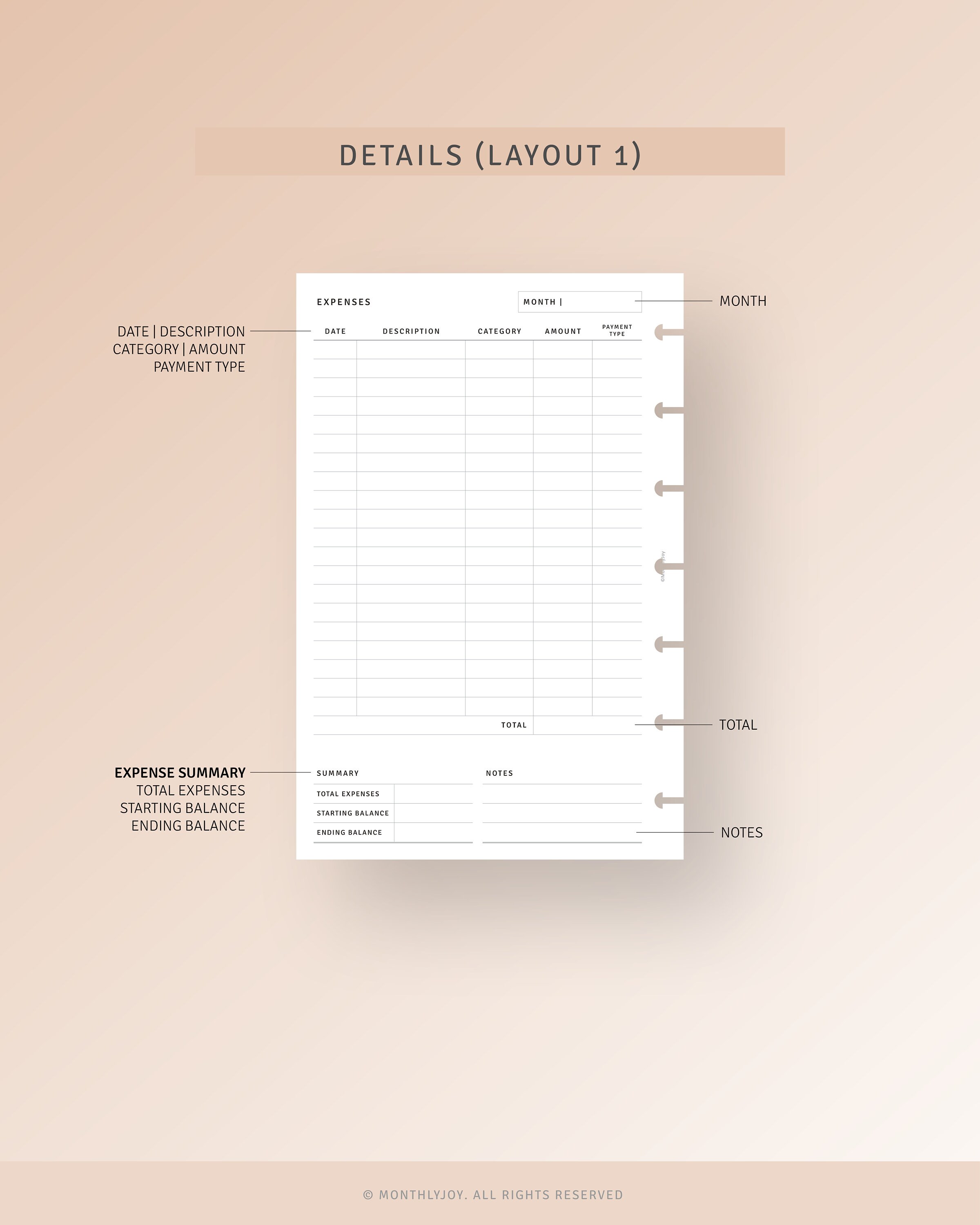 Expense Tracker Printable HP Mini Inserts Spending Organizer - Etsy