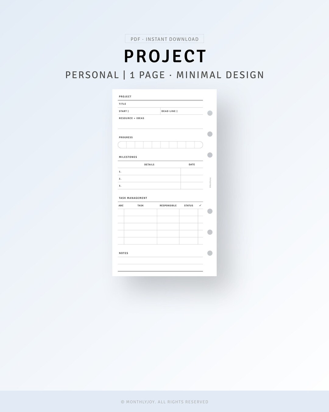 Personal Project Planner Printable Project Tracker Task - Etsy