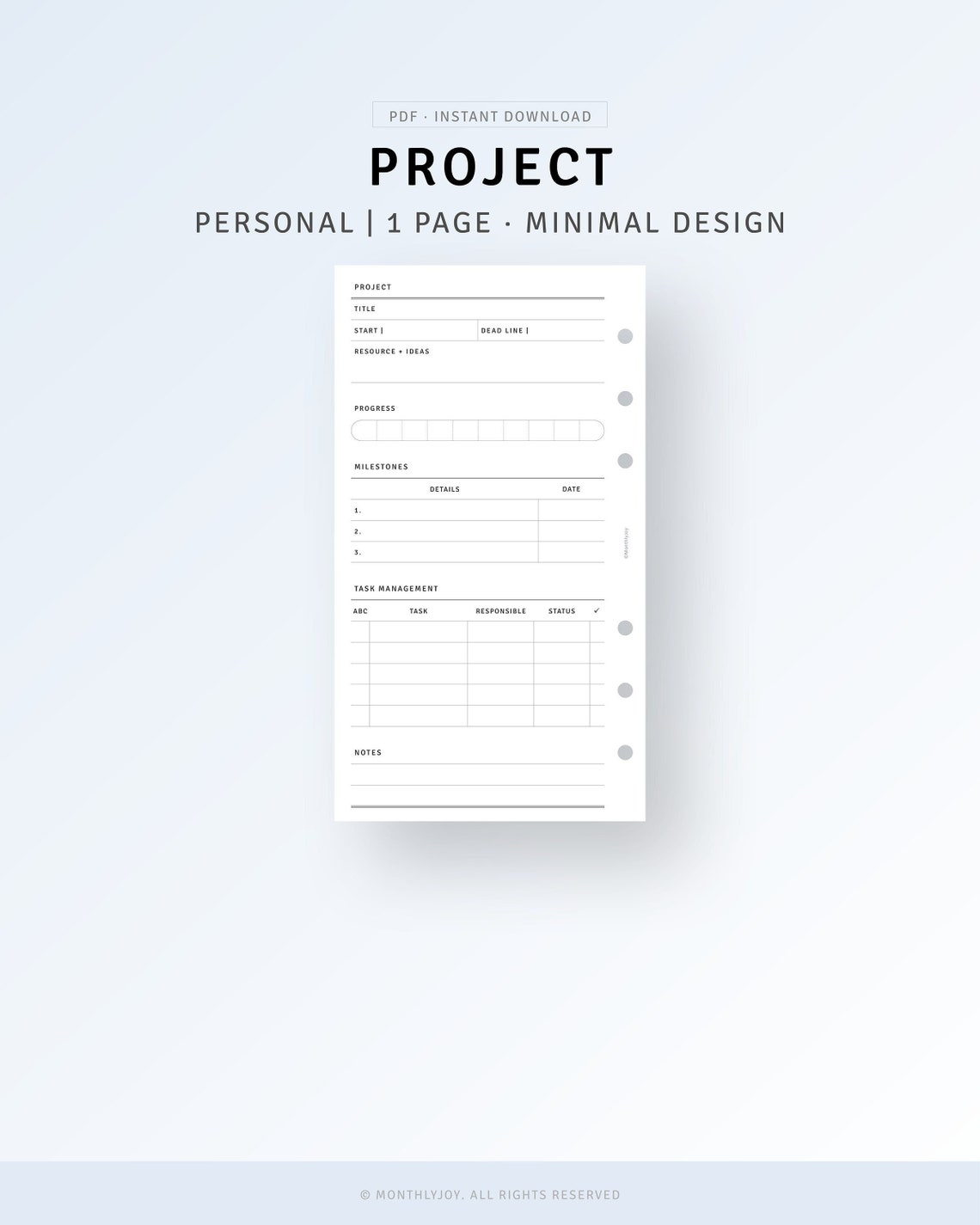 Personal Project Planner Printable Project Tracker Task - Etsy