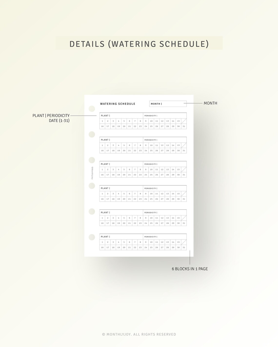 Plant Planner Printable Pocket Ring Inserts Indoor Plant Care - Etsy