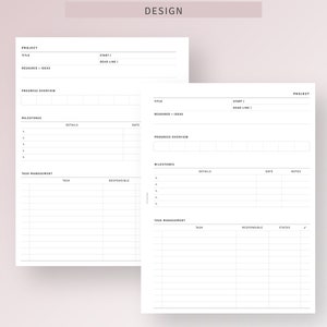 Project Planner Printable HP Classic Inserts, Work Project Management ...
