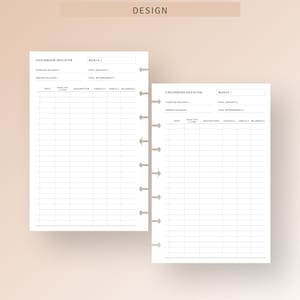 Checkbook Register HP Mini Printable Inserts, Transaction Check Ledger ...