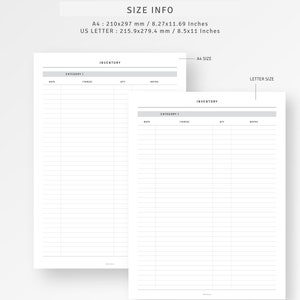 Inventory Tracker A4/letter Size Printable Inserts, Home Management ...