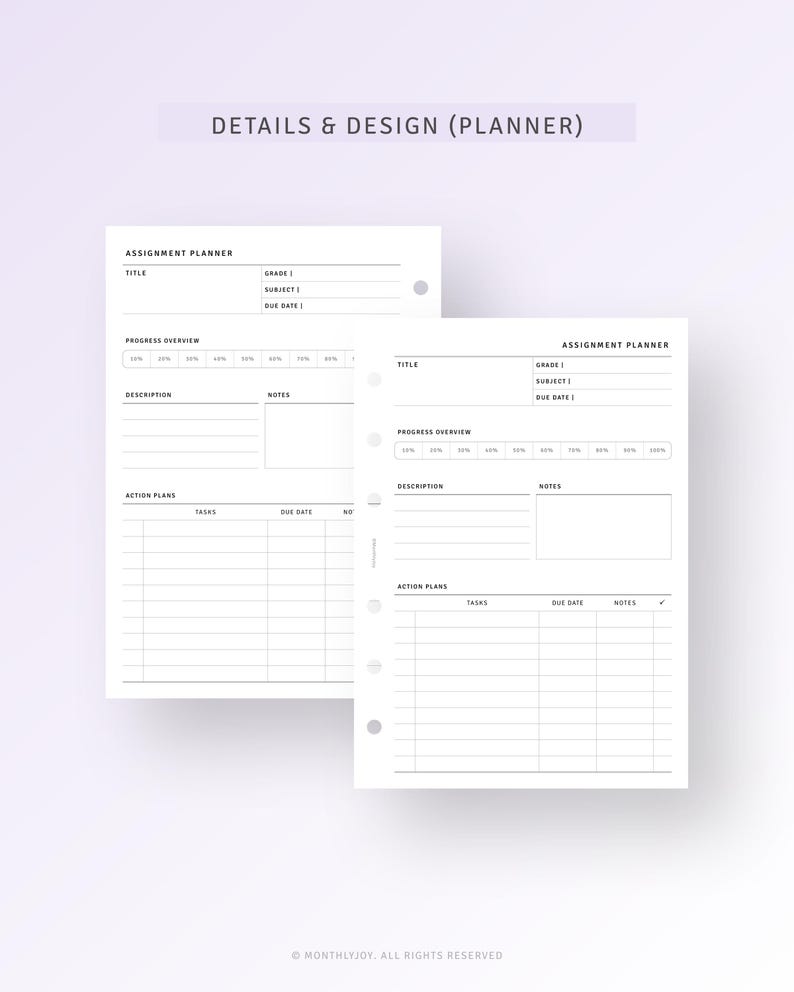 Assignment Tracker Printable A6 Ring Inserts, Student Planner Template, Homework Tracker ...