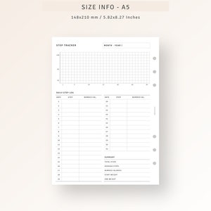 Step Tracker Printable A5 Inserts, Weight Loss Tracker, Calorie Log ...