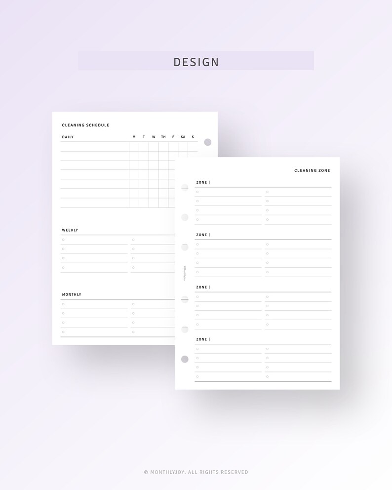 Household Cleaning Schedule Printable A6 Inserts, House Zone Cleaning ...