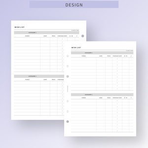 Wish List Printable B6 Size Inserts, Christmas Wish List Template, Birthday Wish List, Online ...