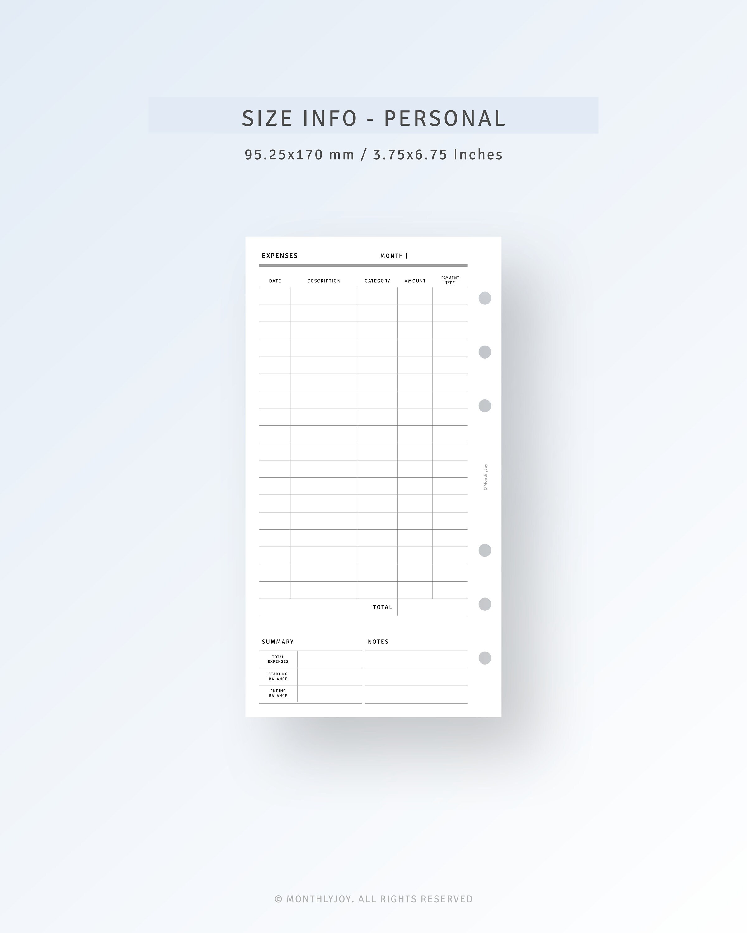 Personal Expense Tracker Printable Spending Tracker Monthly - Etsy