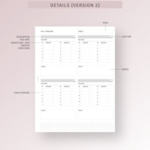 Bill Organizer HP Classic Printable Inserts, Spending Tracker Template, Expense Log, Monthly ...