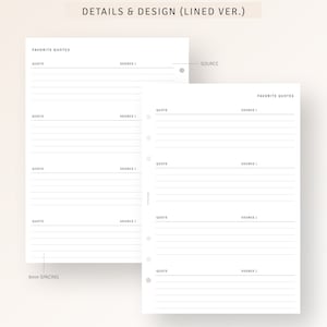 Favorite Quotes Journal A5 Printable Planner Inserts, Inspirational ...