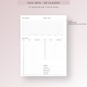 Walking Log Printable HP Classic Size Inserts, Diet Step Tracker, Cardio Workout Journal, Pdf ...