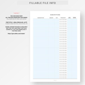 Subscription Tracker A4, Letter Inserts Printable Membership Log ...