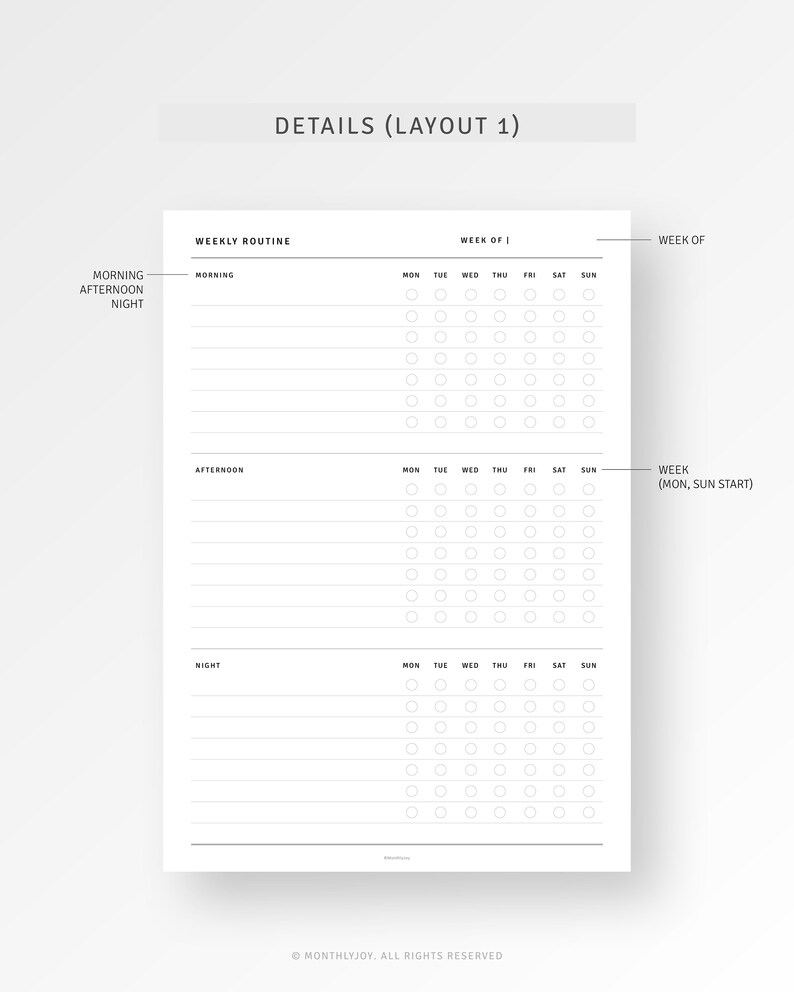Routine Tracker Printable A4/letter Size Planner Morning - Etsy