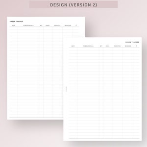 Shopping Order Tracker Printable HP Classic Inserts, Purchase Journal ...