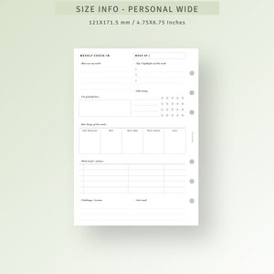 Weekly Review Printable Personal Wide Inserts, Mindfulness Weekly ...