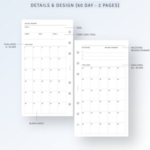 30 Day Countdown Tracker Printable Personal Size Inserts, 60 Day ...