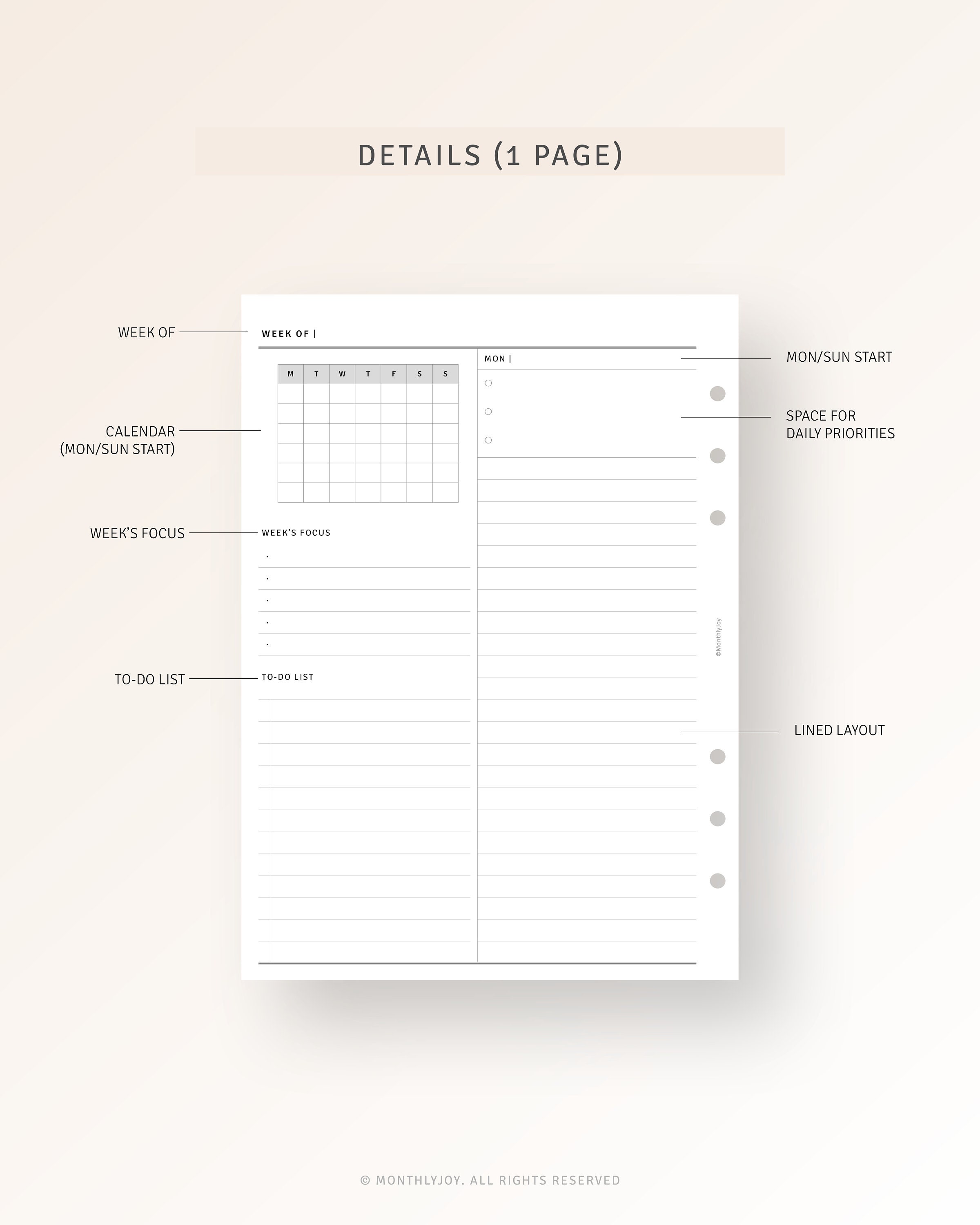 Week on 4 Pages A5 Inserts Printable Weekly Planner PDF - Etsy