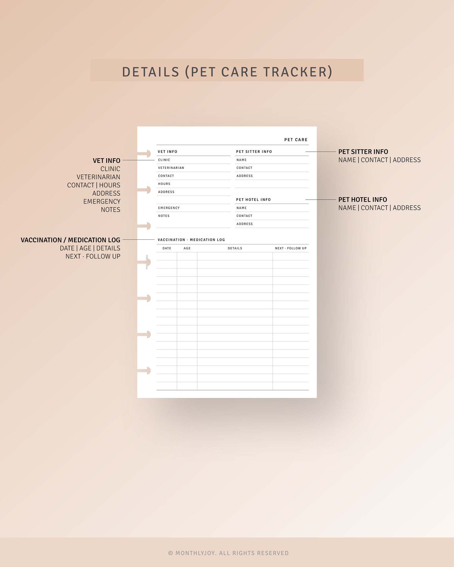 Pet Planner Printable Happy Planner Mini Inserts Cat Planner - Etsy