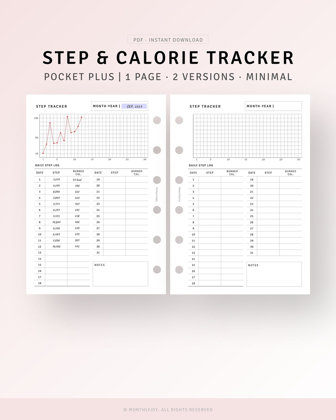Walking Log Journal Printable Pocket Plus Inserts, Step Log Tracker ...