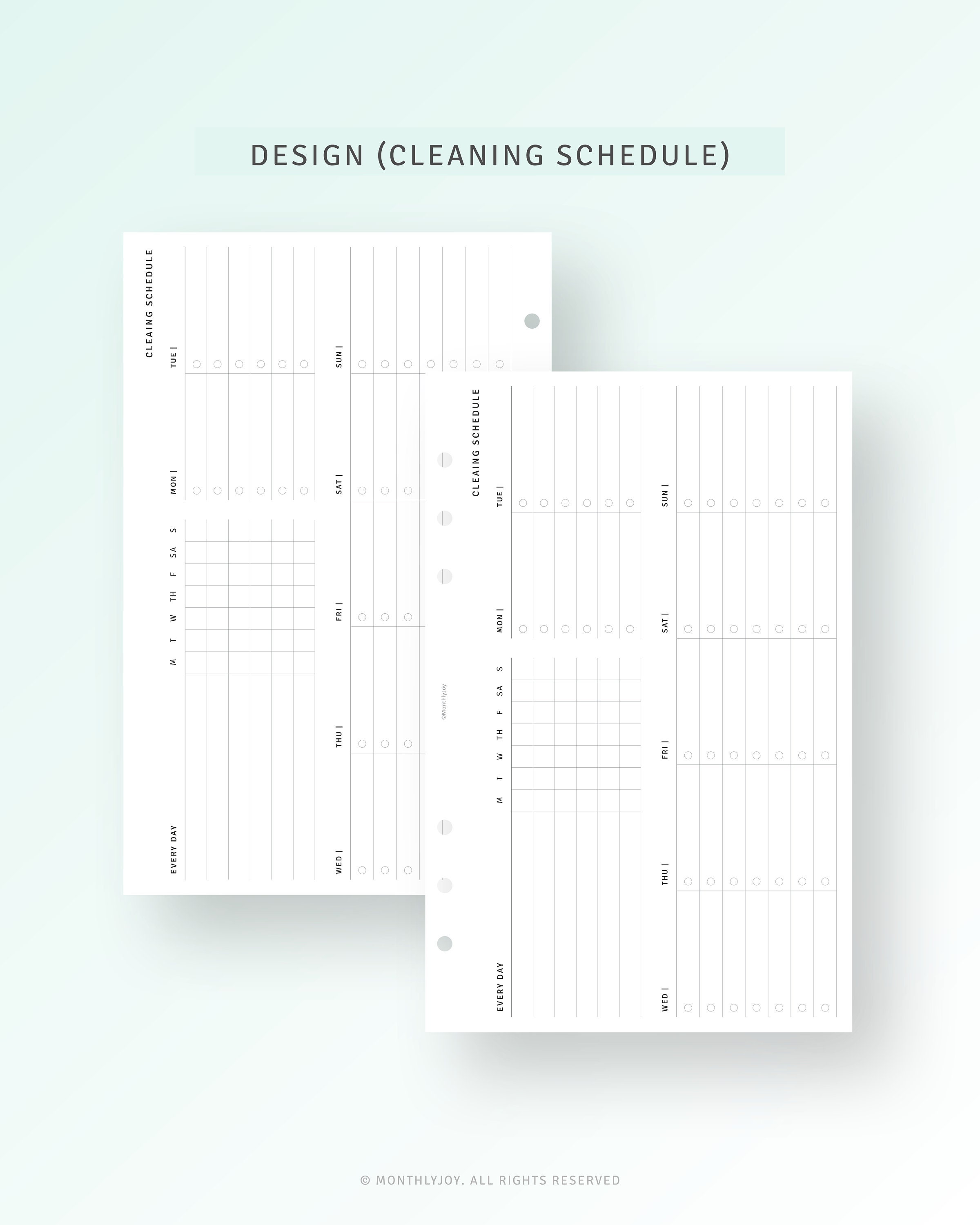 Zone Cleaning Schedule Printable Half-letter Inserts Weekly - Etsy