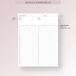 Habit Tracker Printable HP Classic Ring, A Year in Pixel, Daily Routine ...