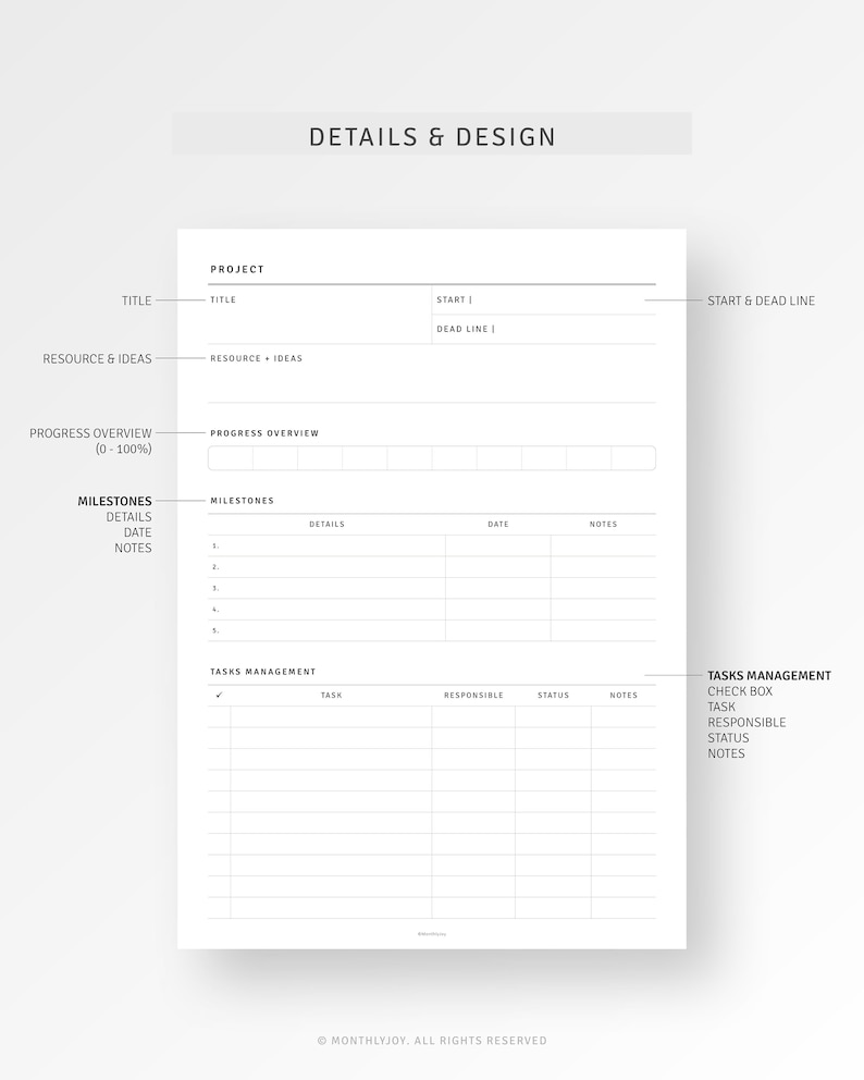 Project Planner Printable A4/letter Inserts, Work Project Management ...