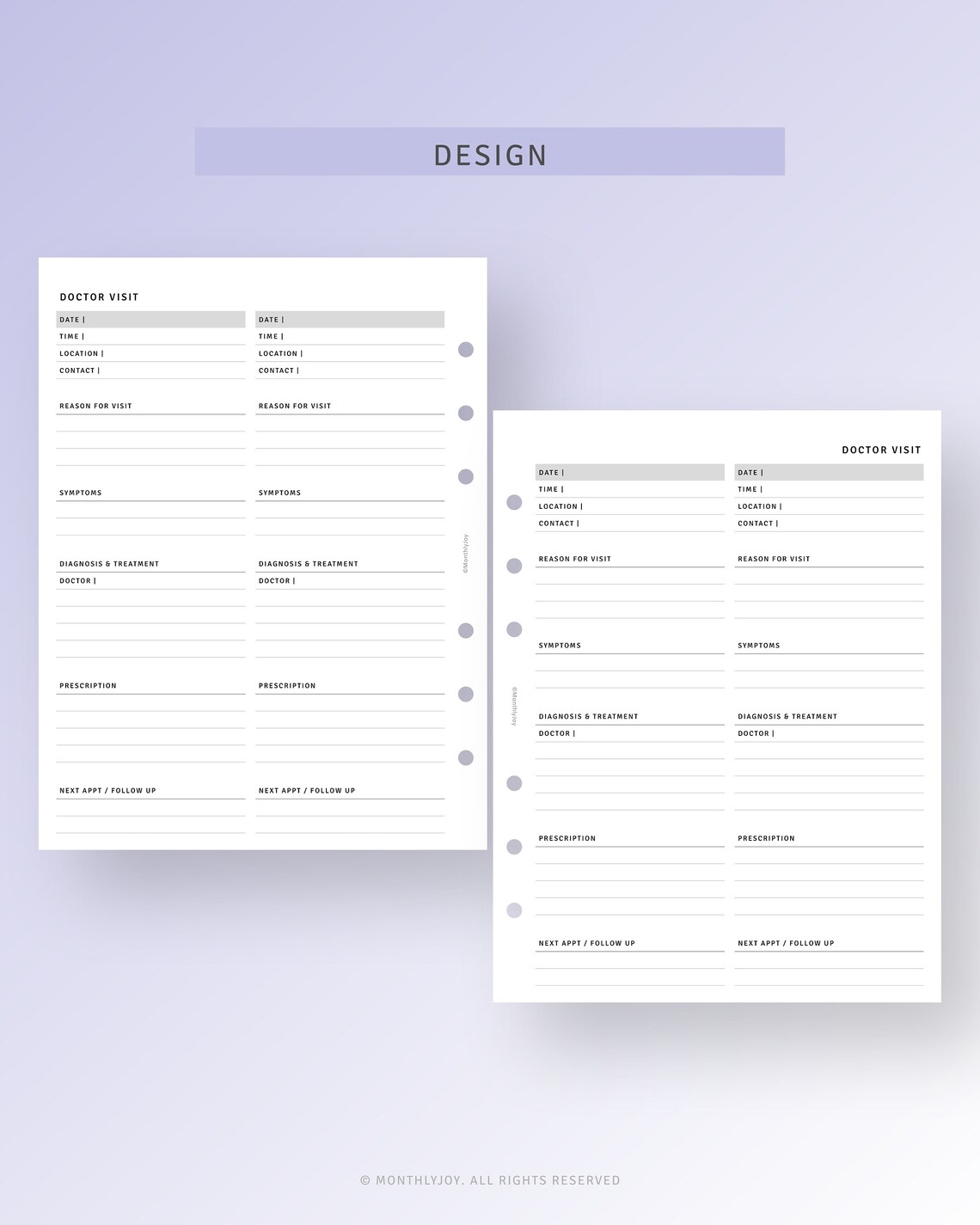 Doctor Visits Printable B6 Ring Inserts, Doctor Appointments Planner ...