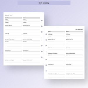 Doctor Visits Printable B6 Ring Inserts, Doctor Appointments Planner ...
