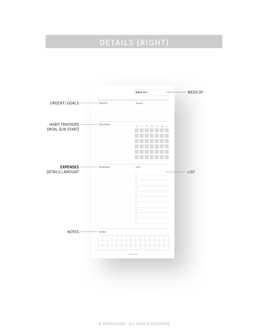 Weekly Overview Template Hobonichi Weeks Inserts Printable Undated ...