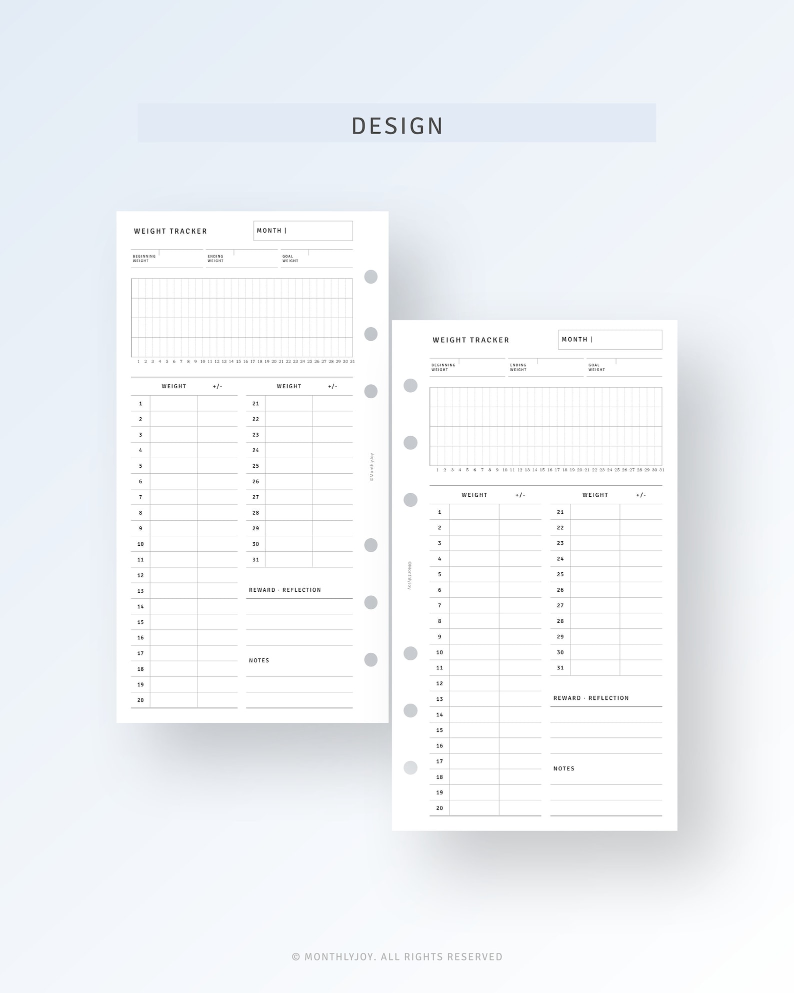 Weight Loss Tracker Template Printable Personal Inserts, Pounds Lost ...