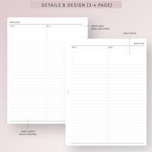 Week on 4 Pages Printable HP Classic Inserts, Undated Weekly Planner ...