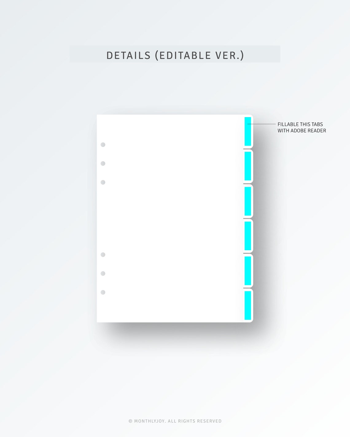 A5 Planner Dividers Printable PDF PNG Editable White Side - Etsy