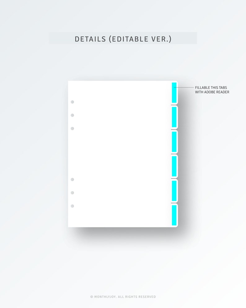 A5 Planner Dividers Printable PDF PNG Editable Side Tabs - Etsy