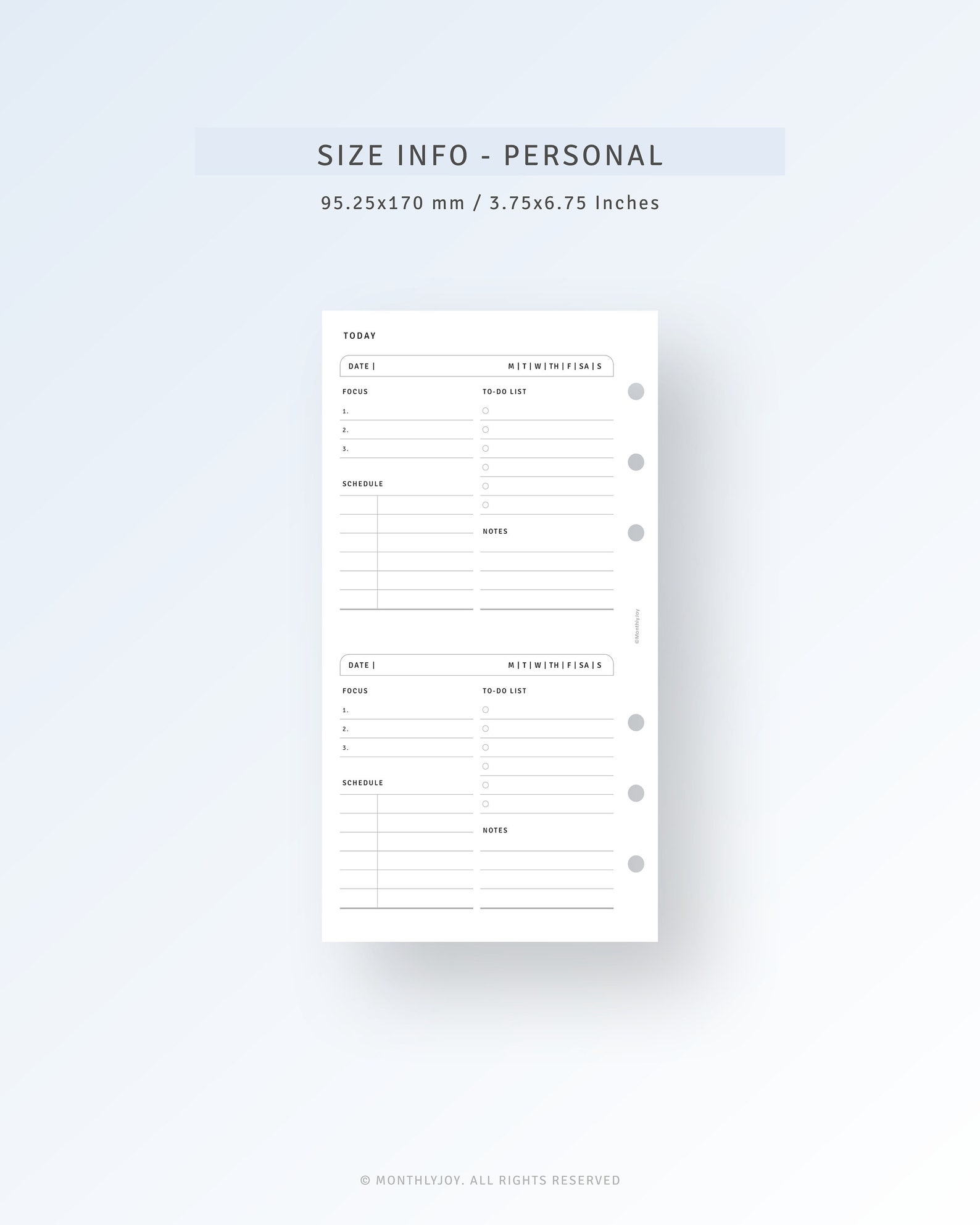 Personal, Daily Planner Pages Printable 2 Days on 1 Page, Undated Daily ...