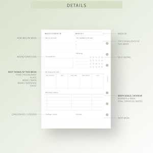 Weekly Review Printable Personal Wide Inserts, Mindfulness Weekly ...