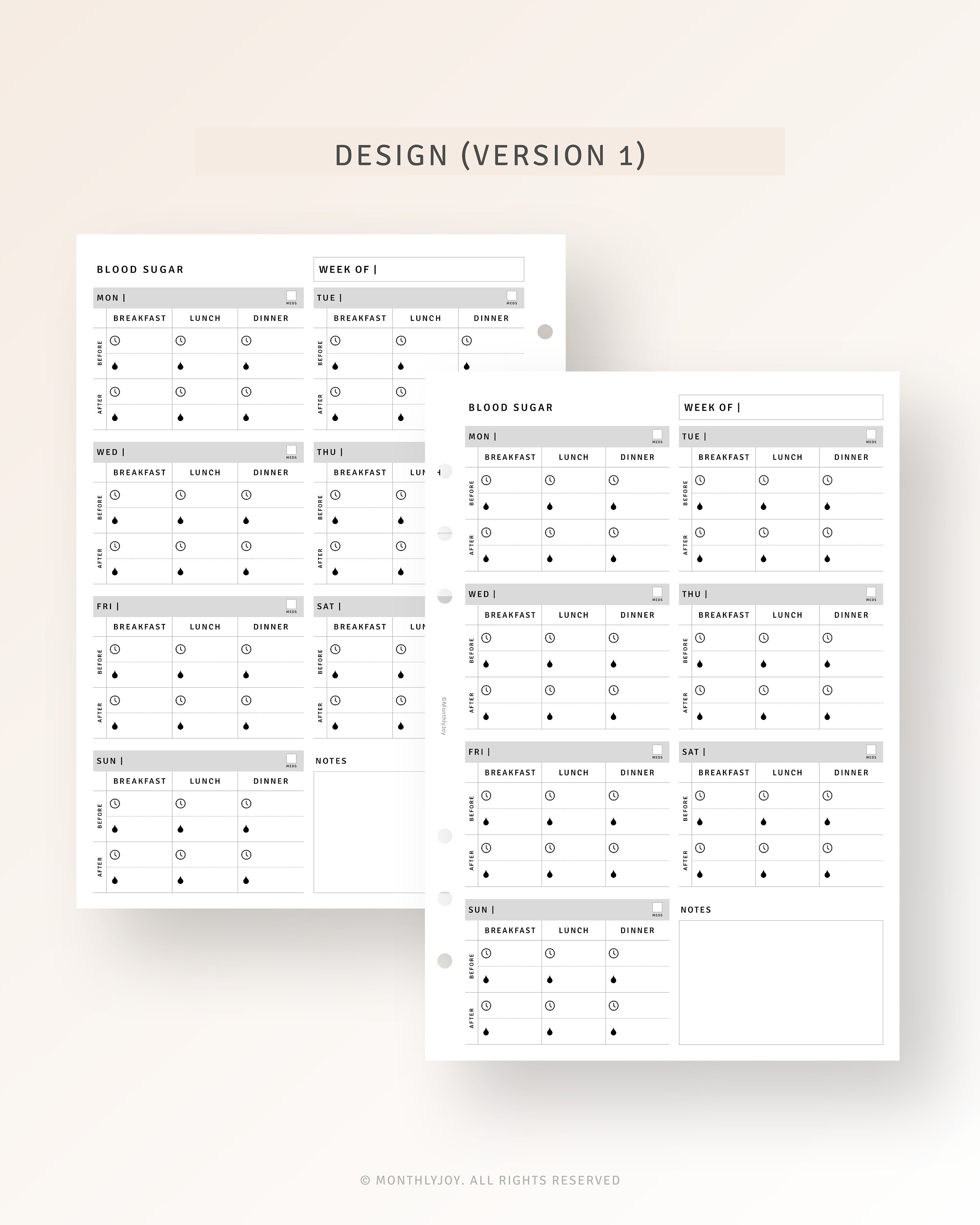 Blood Sugar Tracker Printable A5 Planner Inserts, Daily Weekly Blood ...