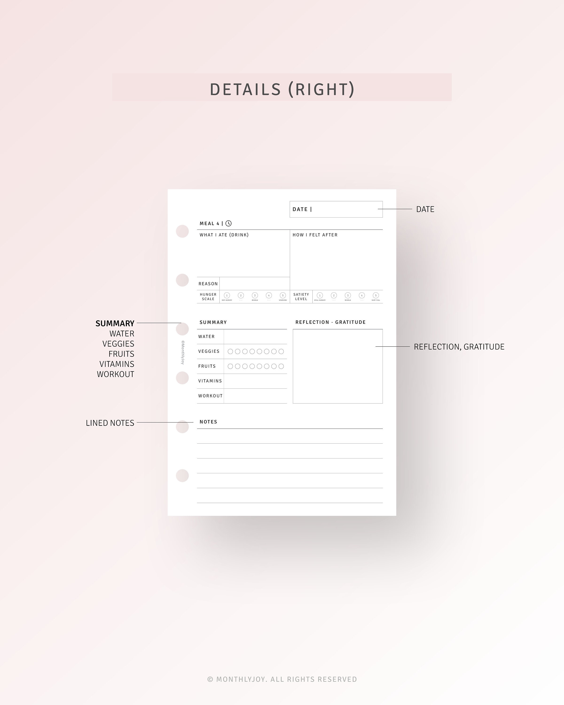 Mindful Eating Food Journal Printable Pocket Plus Inserts, Daily ...