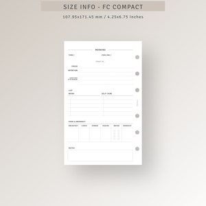 Self-care Planner FC Compact Inserts Printable Daily Affirmation Wellness Journal, Mood Tracker ...
