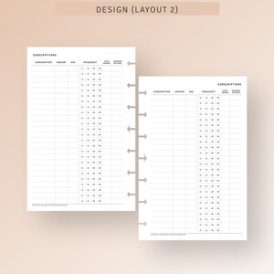 Subscription Tracker HP Mini Printable Inserts, Membership Payment Bill ...