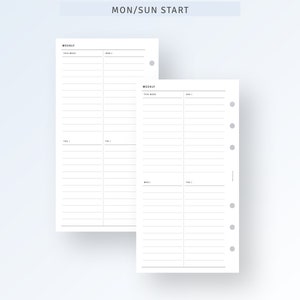 Personal, Undated Weekly Planner Pages Printable Week on 2 Pages ...