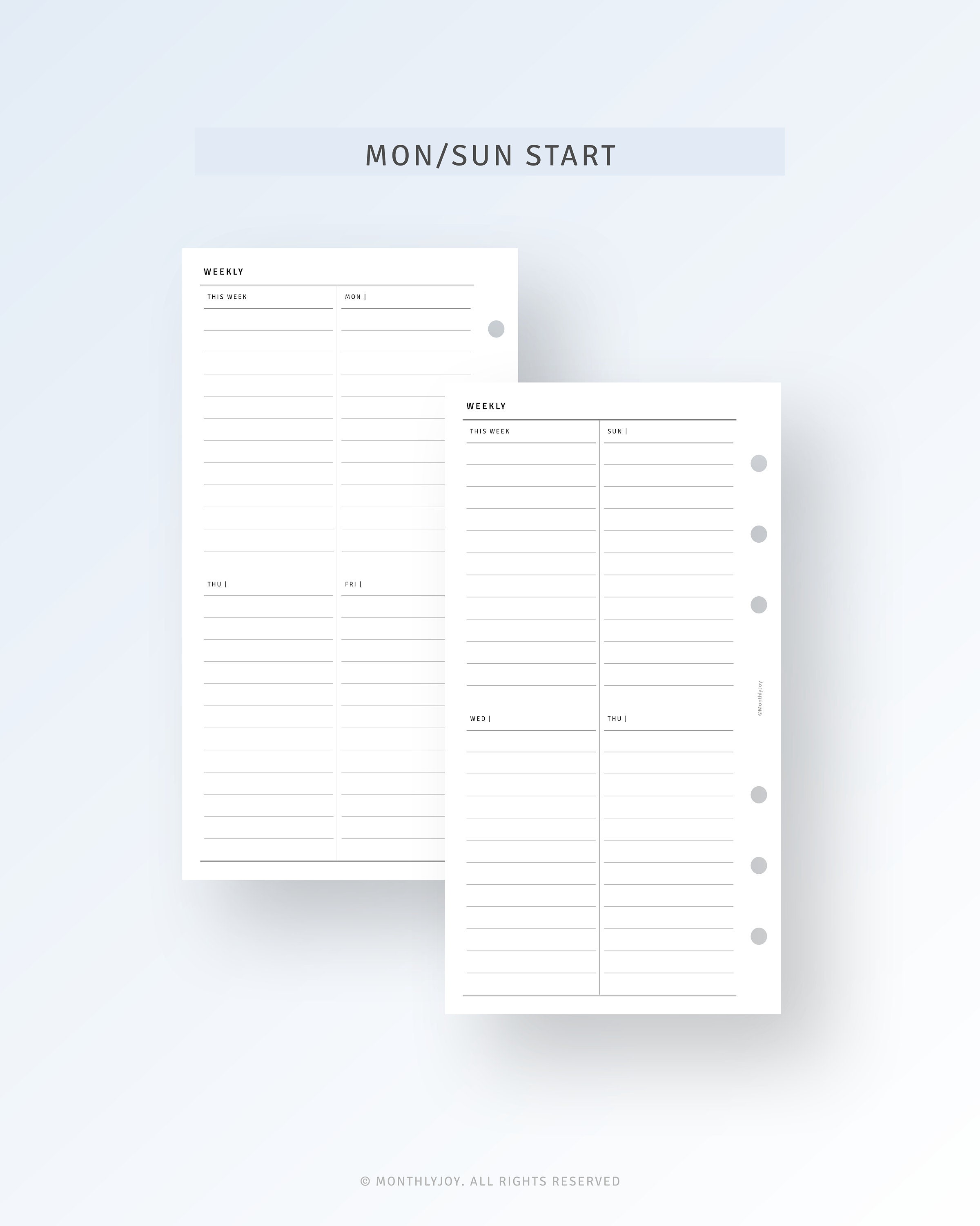 Personal, Undated Weekly Planner Pages Printable Week on 2 Pages ...