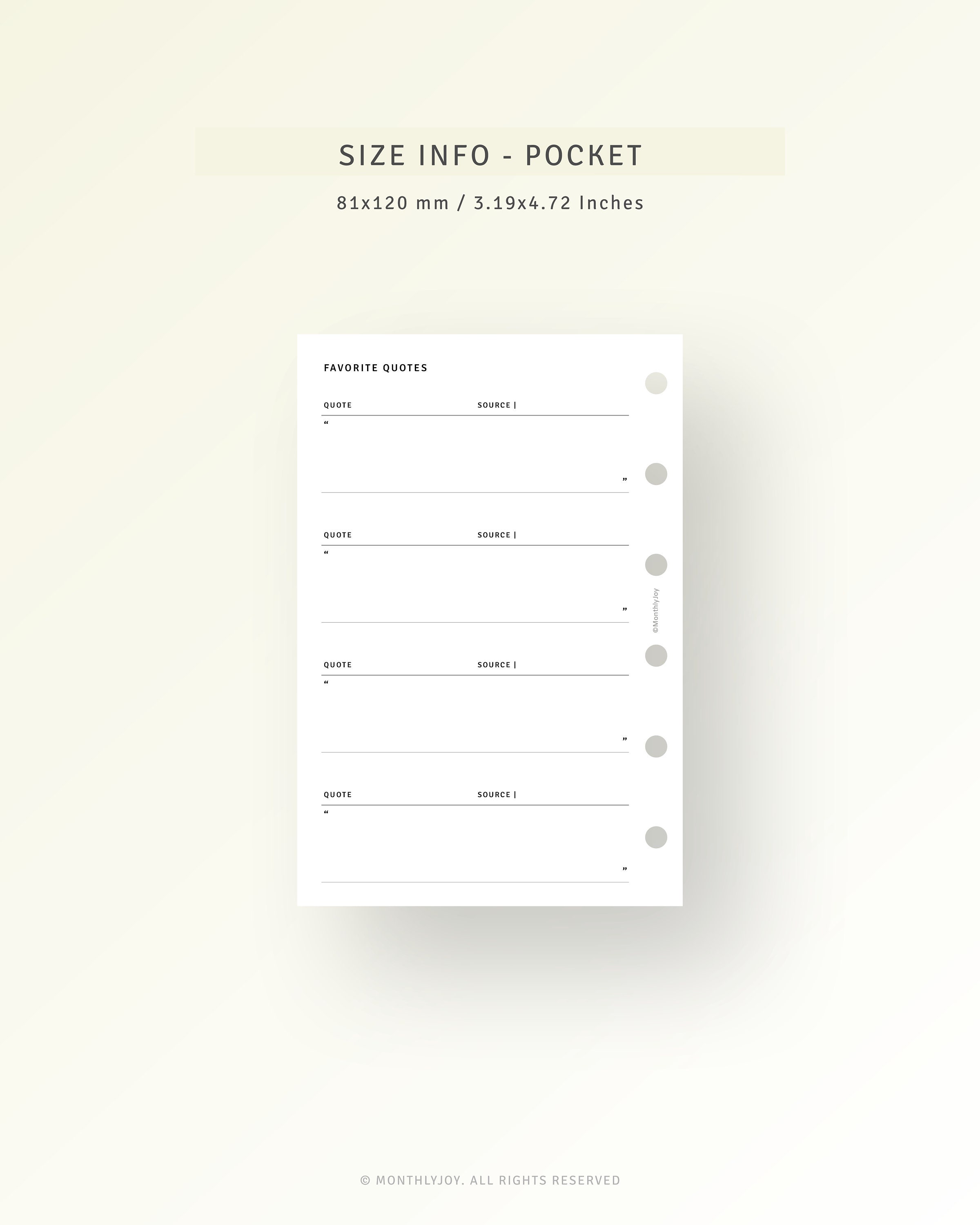 Pocket Size, Favorite Quotes Template Printable Positive Mindset Quotes ...