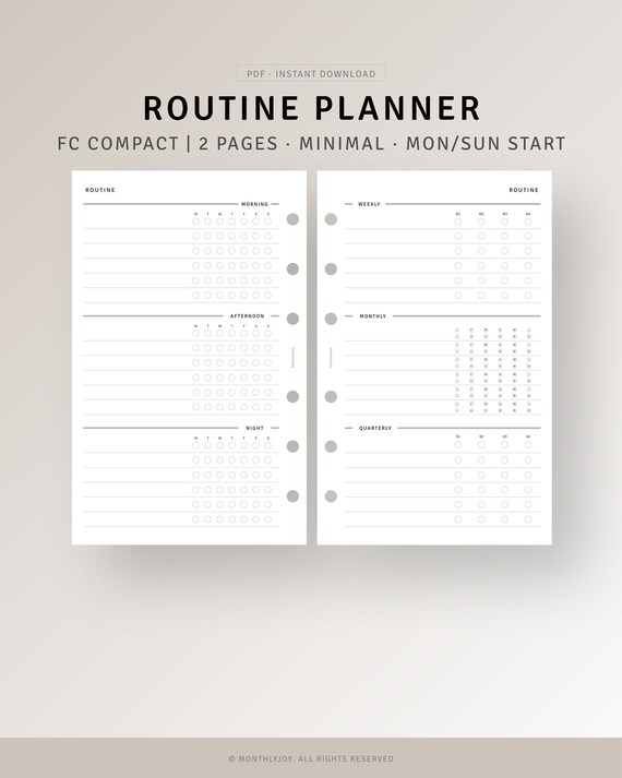 Routine Planner Printable FC Compact Inserts Morning | Etsy