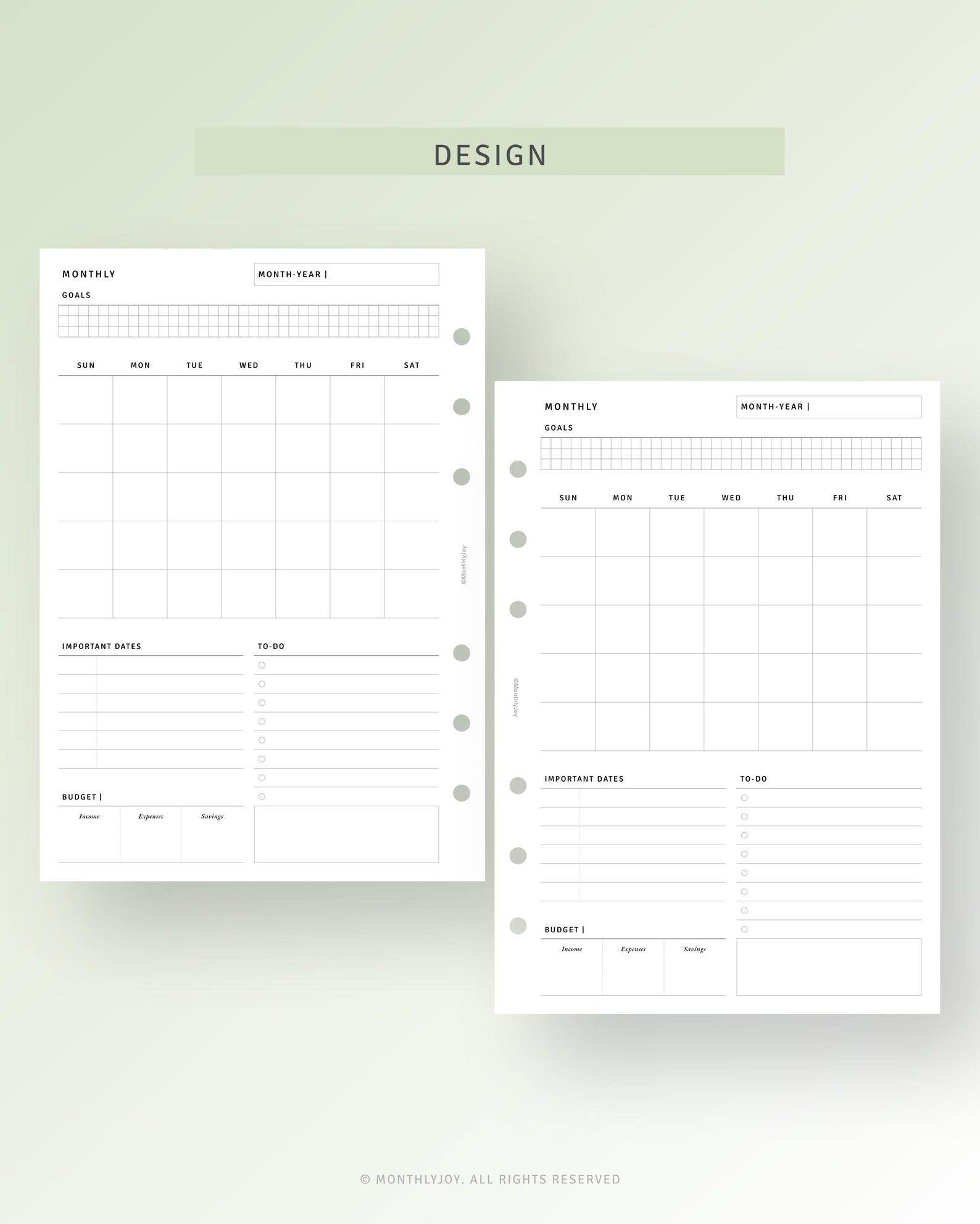 Month at A Glance Printable Personal Wide Inserts, Blank Calendar With ...