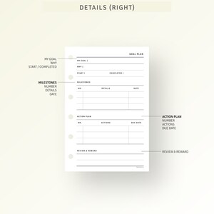 Goal Planner Printable Pocket Size Inserts, Life Goal Setting Template ...