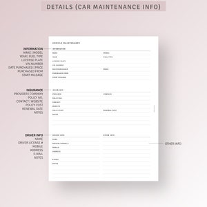 Car Maintenance Checklist HP Classic Inserts Printable Car Repair List ...