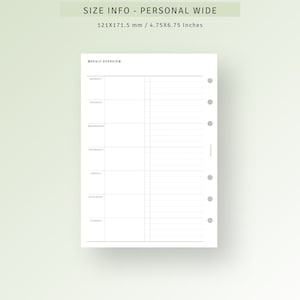 Weekly Overview Template Printable Personal Wide Inserts, Undated ...